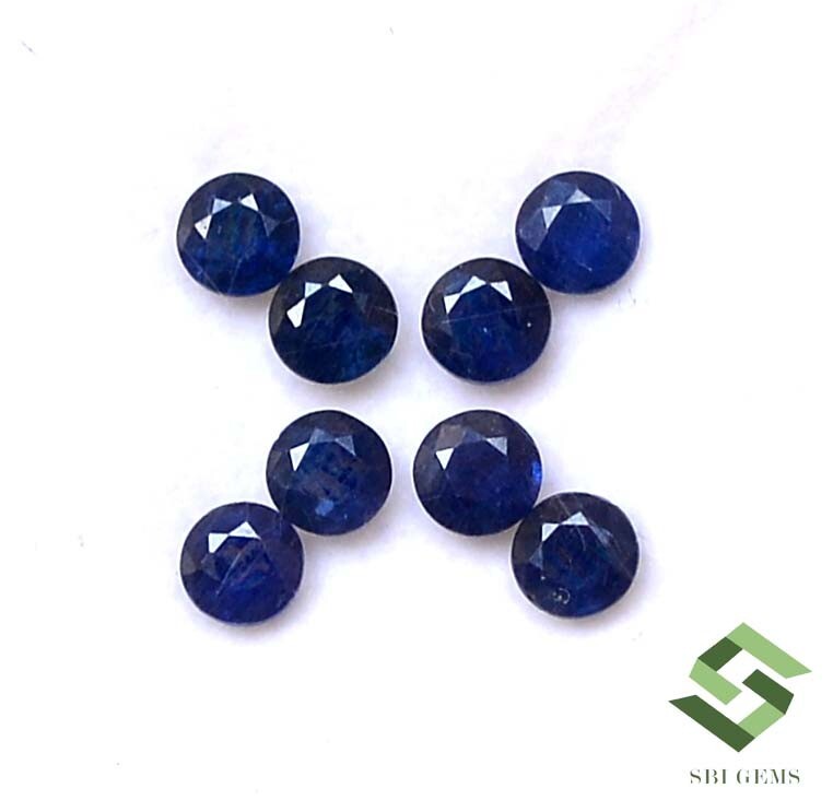 4.25 mm To 4.50 mm Natural Blue Sapphire Round Cut Lot 08 Pcs Loose ...