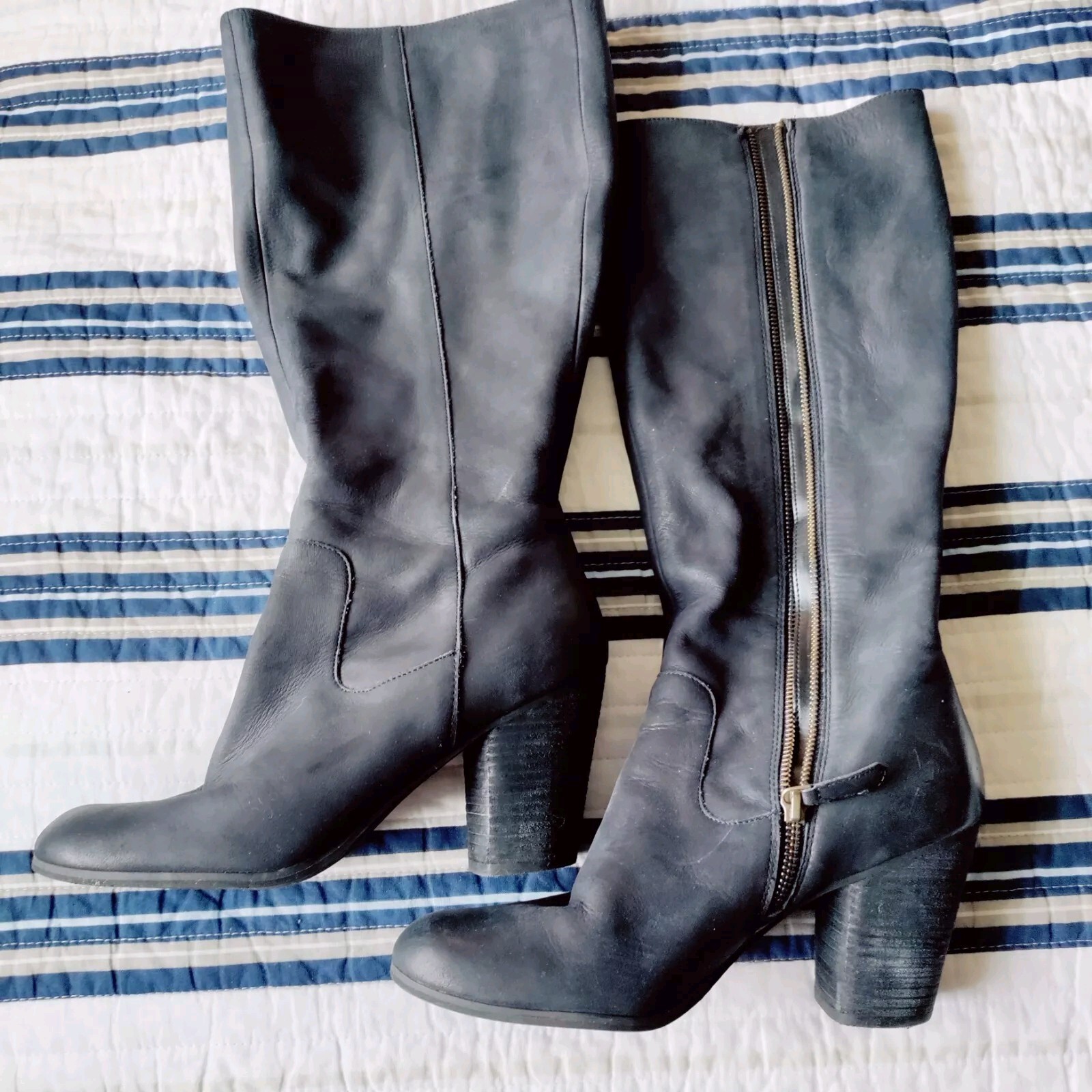 Women's BP Knee High Black Leather Boots Size 9.5 M - Gem