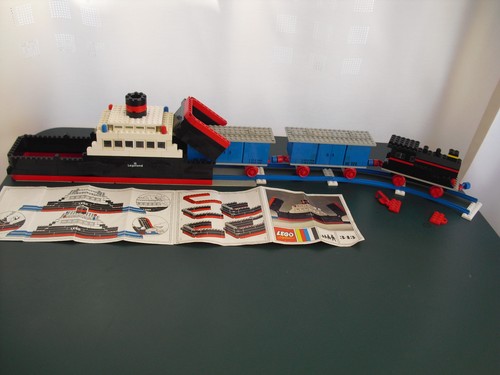 Lego 343 Zug Fähre 1968 Lokomotive 117 1967 2x Güterwaggon 124 1971 ...