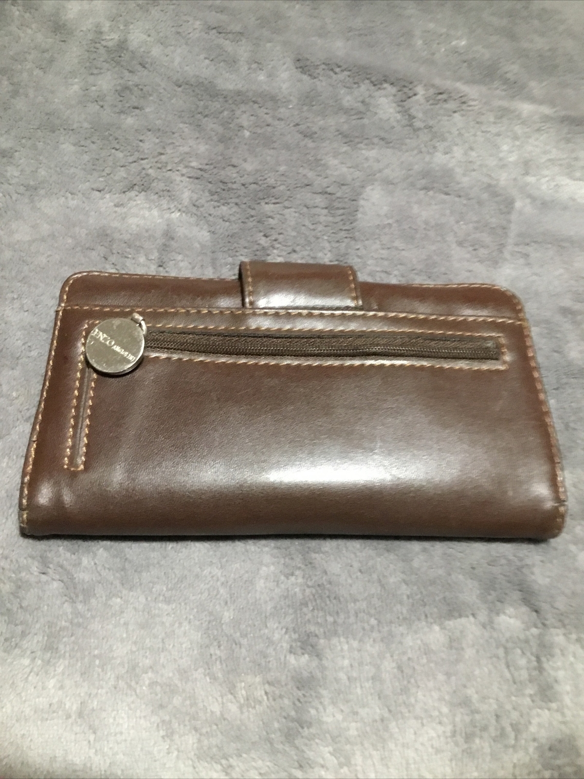 Enzo Angiolini Brown Leather Bifold Wallet Checkbook … - Gem