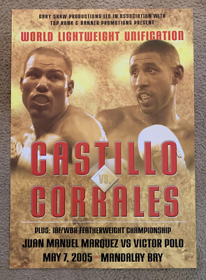 Diego Corrales vs Jose Luis Castillo 1 2005 RARE On-Site Poster ...