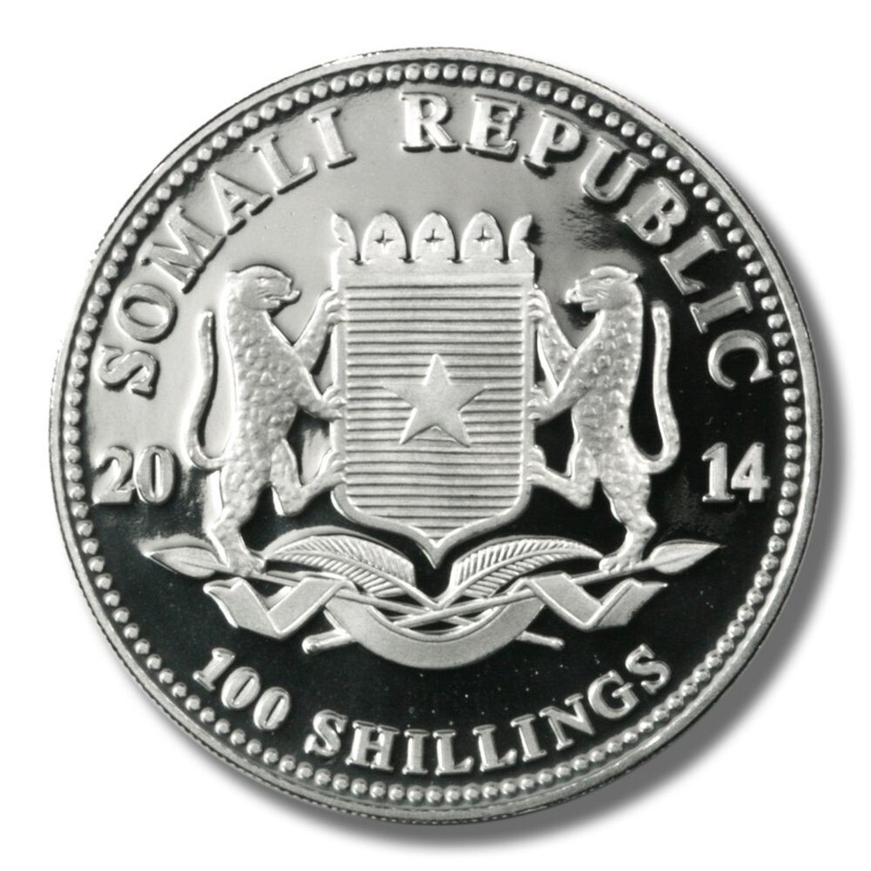 2014 SOMALI ELEPHANT Rare COLORIZED African Wildlife 1oz Silver Coin ...