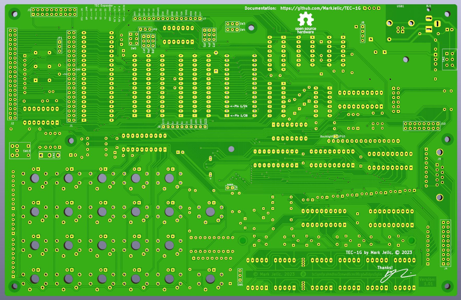 *PRE-SALE* TEC-1G Z80 Single Board Computer PCB (Green) + Power Switch ...