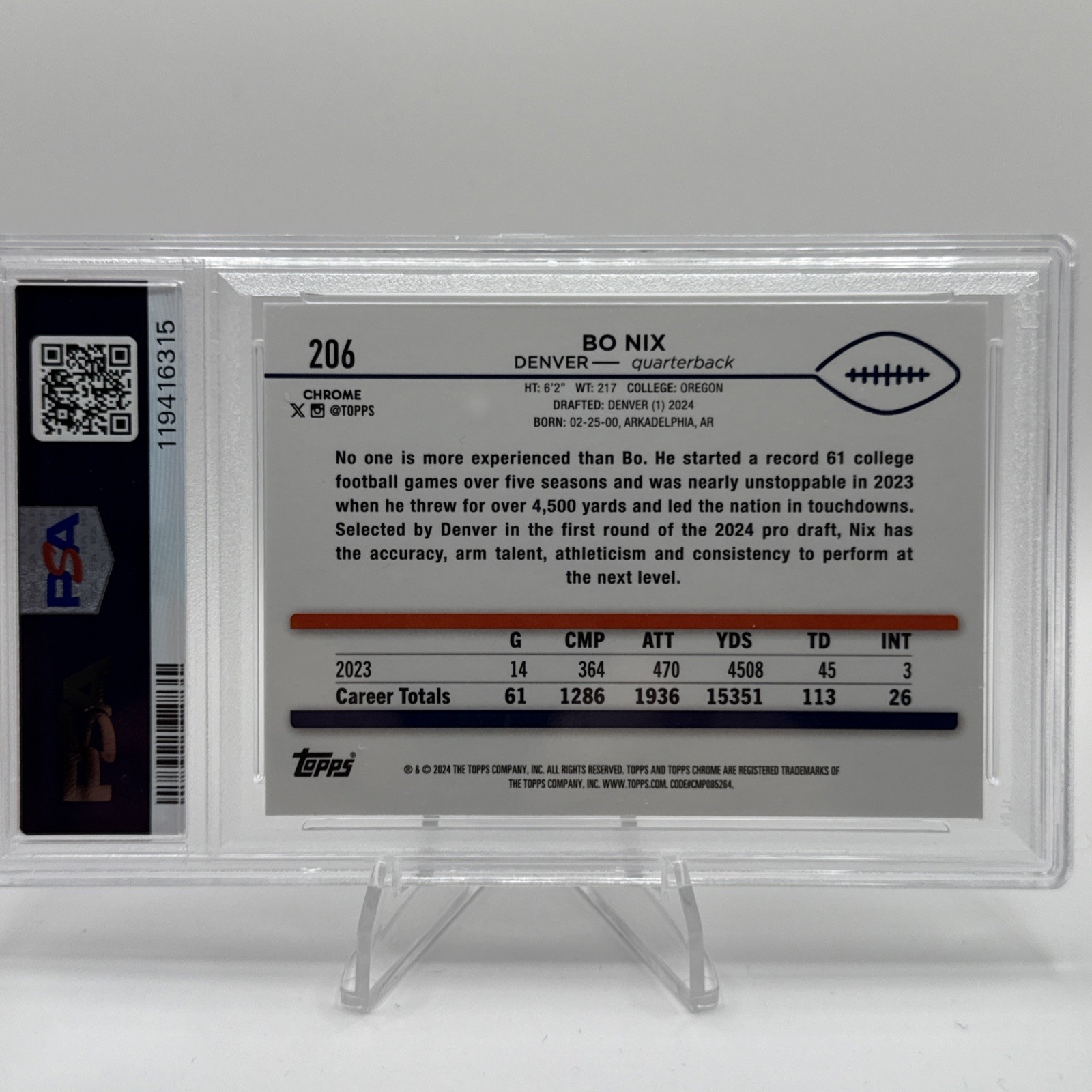 2024 Topps Chrome - Rookies Bo Nix #206 Prism Refractor (RC) for sale ...