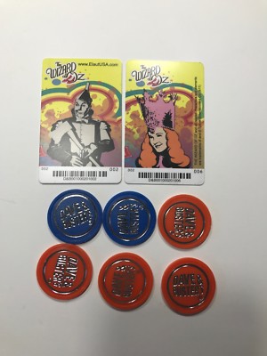 Lot of 2 Dave and Busters Wizard of Oz Elaut coins pusher cards Tin Man ...
