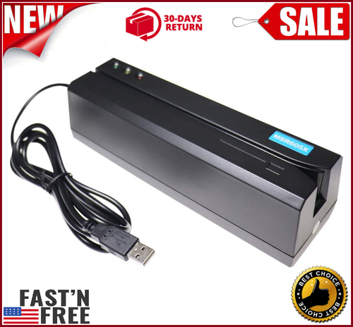 MSR605X USB Card Reader Writer Mag Swipe 3-Track Compatible MSR206 ...