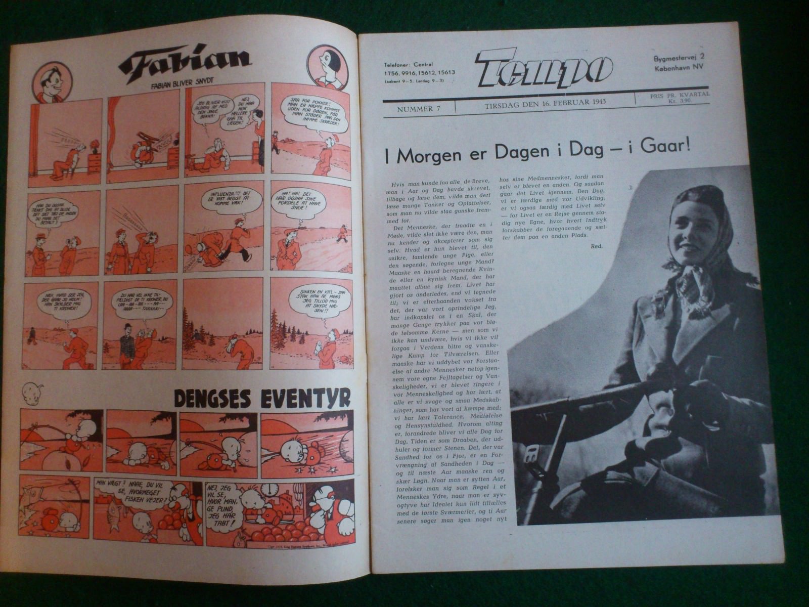 Vintage Danish Magazine"TEMPO" No 7,1943. Charlie Chan comic. Dora ...