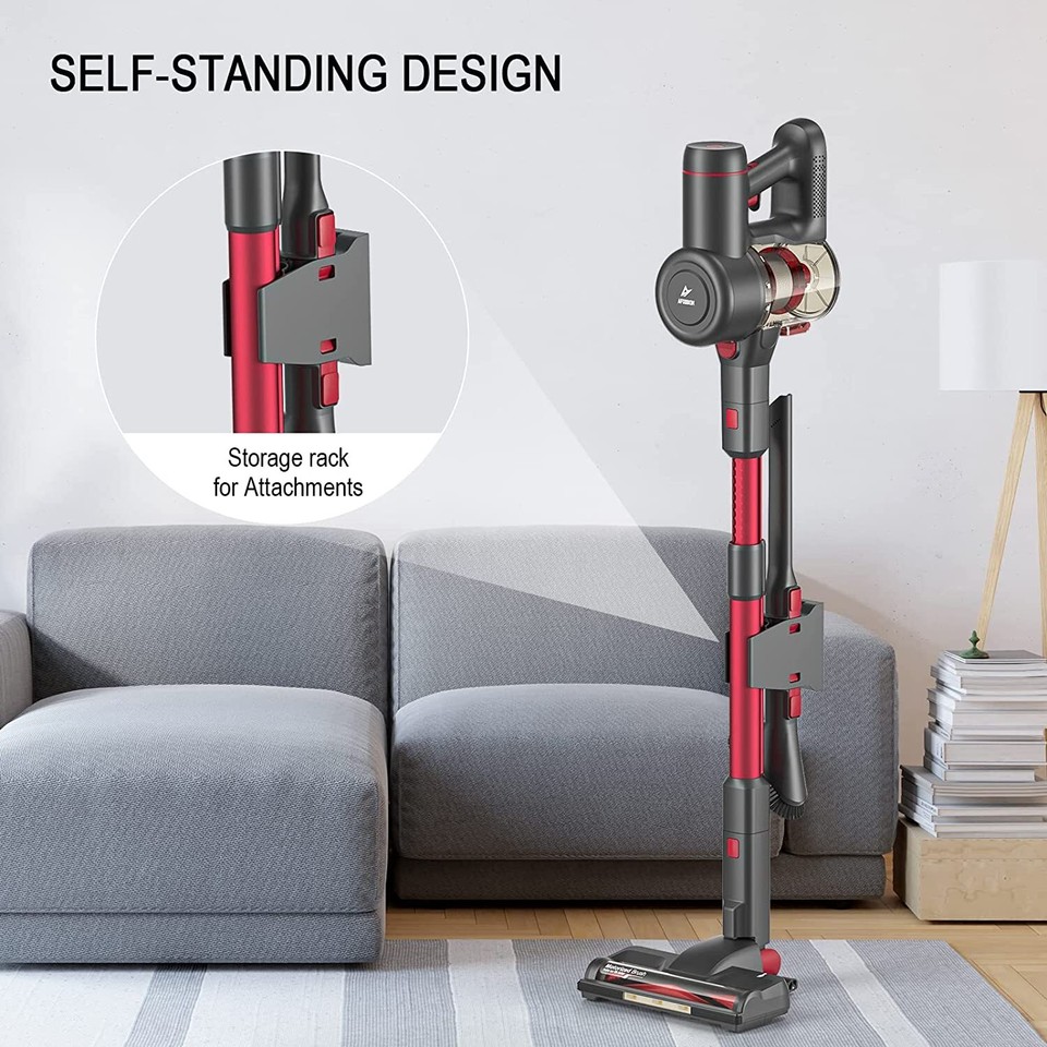 Cordless Vacuum Cleaner, 250W Powerful 25KPA Suction Stick Vacuum ...