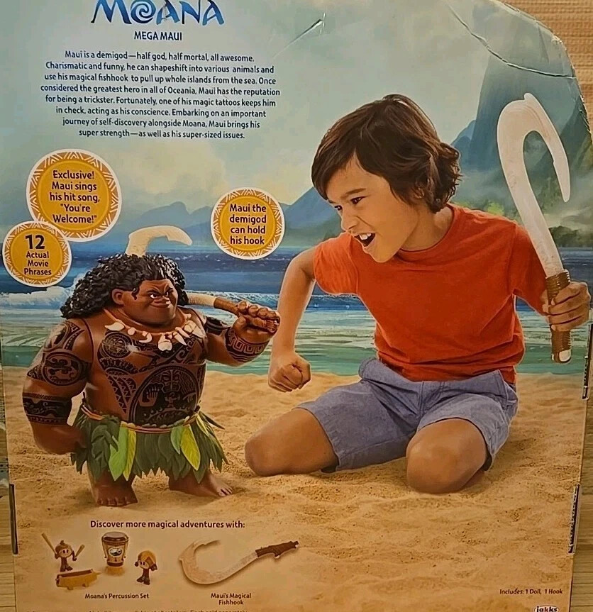 Disney Moana Mega Maui Talking Singing Action Figure Toy w/Fish Hook 16 ...