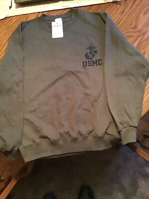 USMC PT Sweatshirt - Marine Corps Issue - Military OD Green - Made in ...