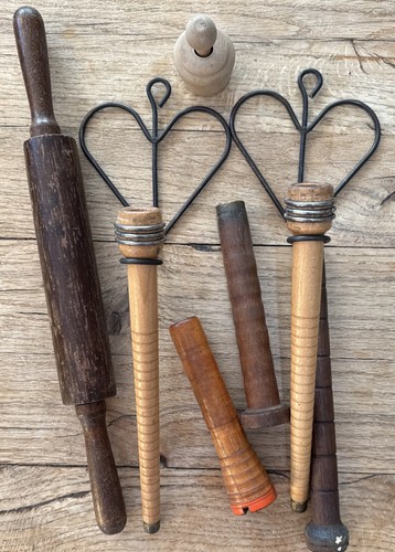 Lot VTG Rustic Primitive Kitchen Country Farm house Decor ROLLING PIN ...