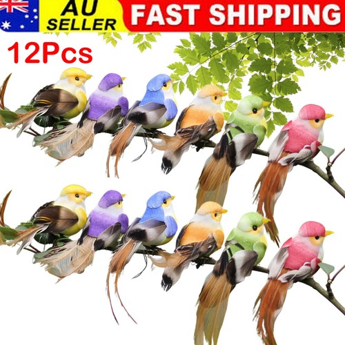 12PCS Artificial Bird Mini Simulation Feather Birds Fake Birds for ...