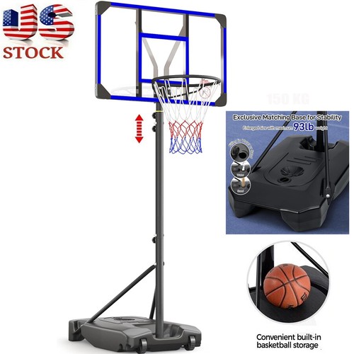 Basketball Hoop System Portable 4.82-9ft Height Adjustable Basketball ...