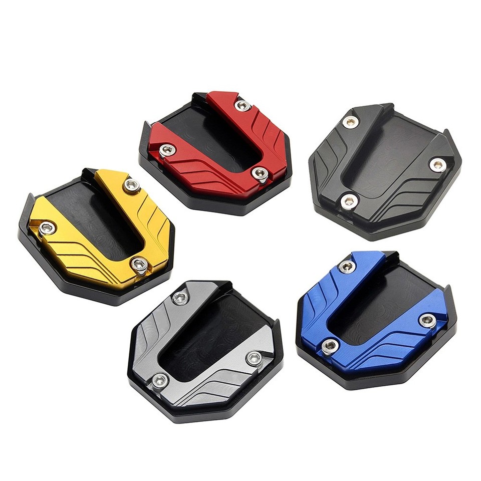 Motorcycle Bikes Kickstand Extender Foot Side Stand Extension Pad Black ...