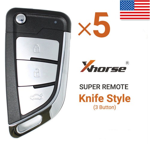5x Xhorse Super Remote Key Knife Style 3 Button XEKF21EN For VVDI Max ...