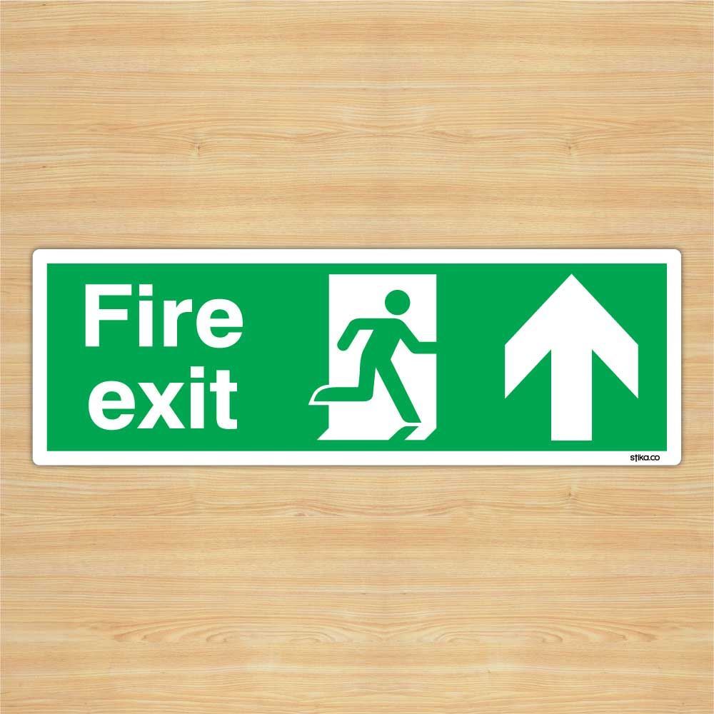 British Standard Fire Exit Direction Sign Safety Sticker (45x15cm) by ...