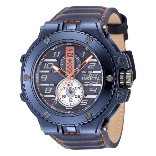 Invicta Men 58.5mm Racing Downforce GMT Quartz Blue/Orange Tone Dial ...