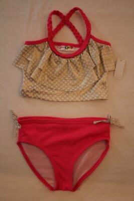 NEW Girls Tankini Set Swimsuit Small 6 - 6X Gold Pink Mermaid Two Piece ...