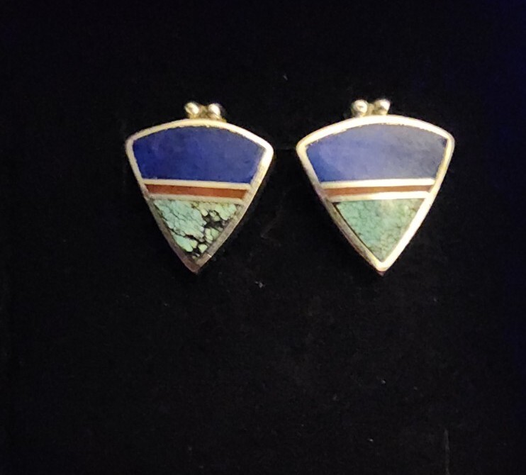 Ray Tracey Native American Inlay Sterling Silver Stud… - Gem