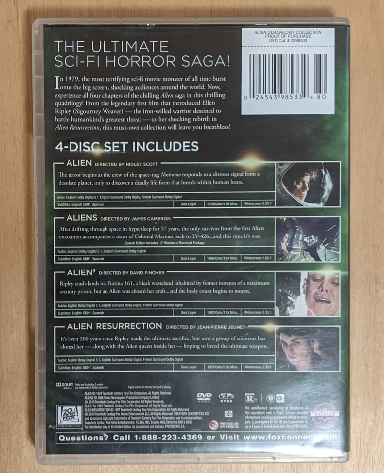 Alien: Quadrilogy (DVD) 24543985334| eBay
