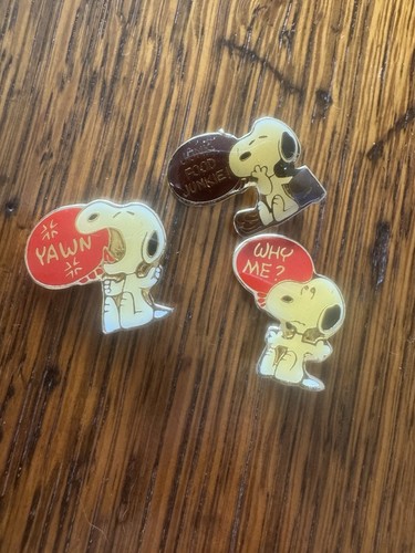 RARE Vintage Lot Of 3 Snoopy Lapel Pins. Why Me?, Junk Food, Yawn. B30 ...