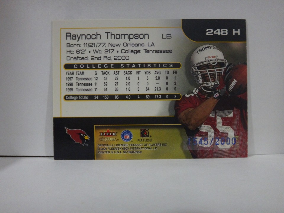 2000 SkyBox Football Card #248H Raynoch Thompson SP/2000 | eBay