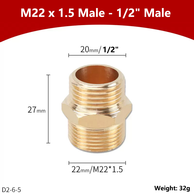 M22x1.5 to 1/2" BSP Thread Brass Pipe Fitting Adapter for Agriculture ...