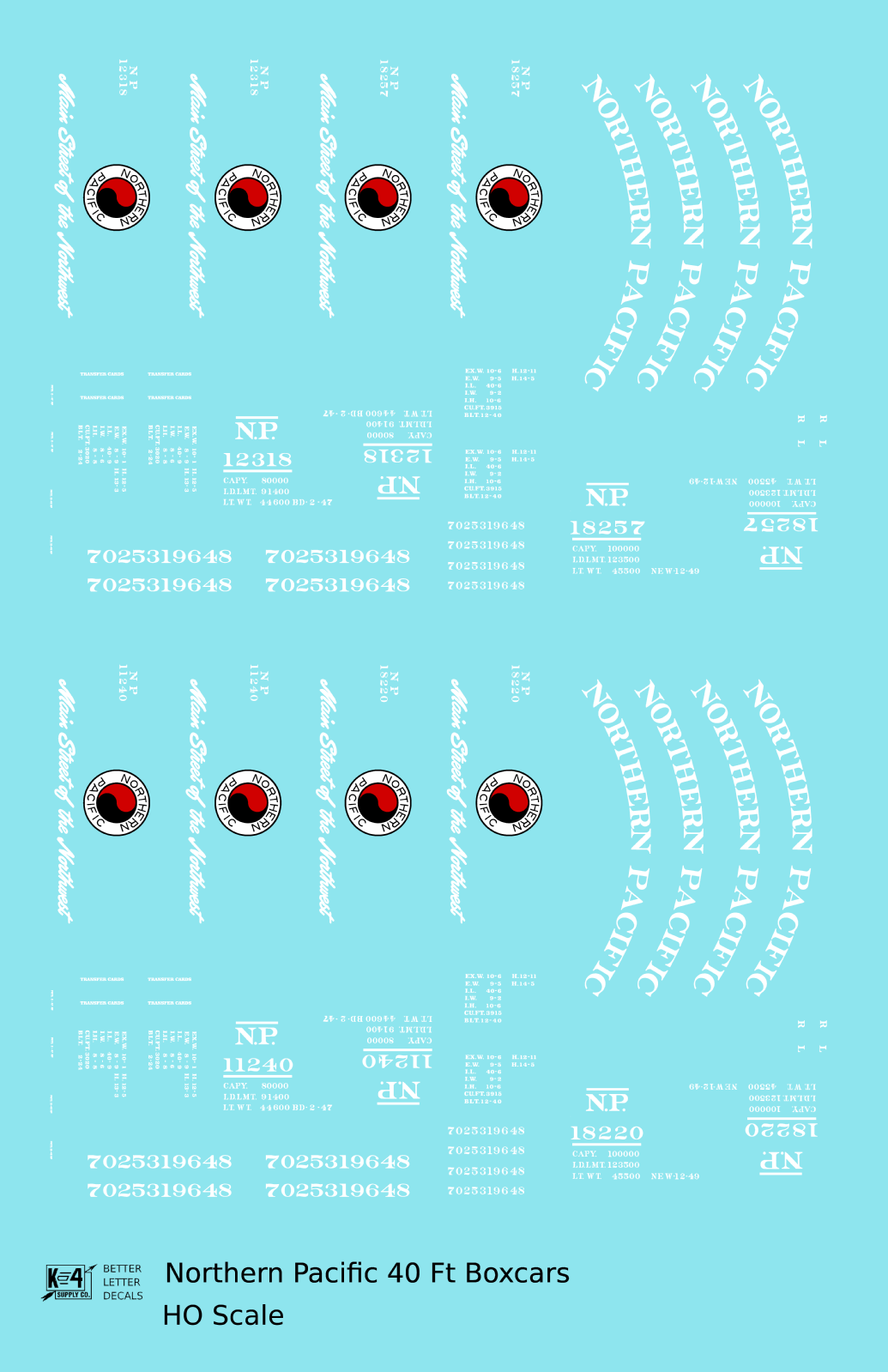 K4 HO Scale Decals Northern Pacific 40 Ft Wood Or Steel Boxcar White | eBay