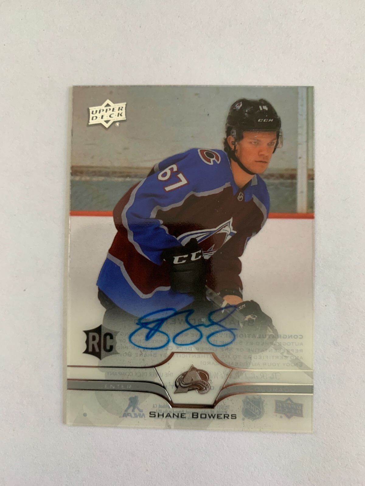 2020-21 Upper Deck Clear Cut #CCSB Shane Bowers - Colorado Avalanche ...
