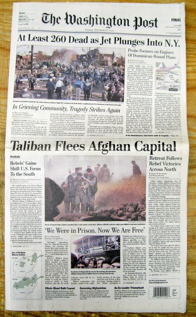 2001 newspaper US WAR against TALIBAN in AFGHANISTAN BEGINS after 9-11 ...