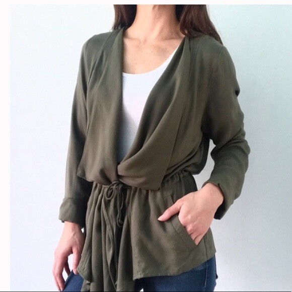 Bleuh Ciel Green Army Waterfall Jacket Coat XS - Gem