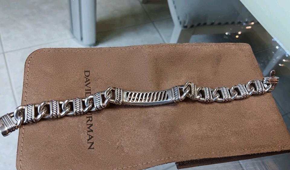 DAVID YURMAN MADISON COLLECTION 925 SILVER BLACK DIMONDS PAVE CHAIN ID ...