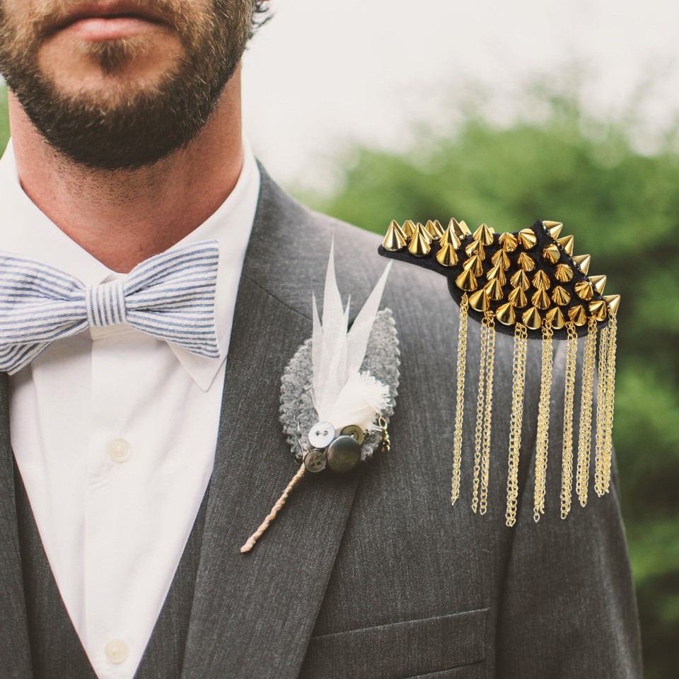 Pair of Rivet Tassel Chain Epaulet Shoulder Boards Badge (Gold) | eBay ...