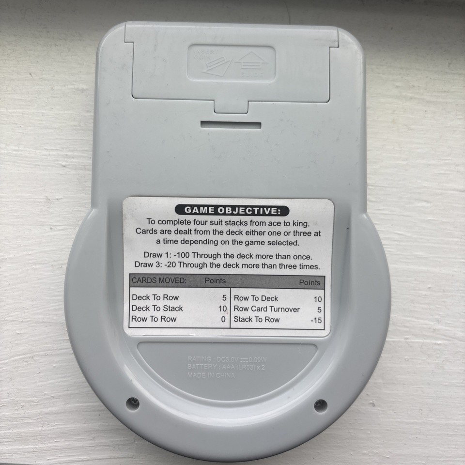 Big Mega Screen Solitaire 77803 Classic Handheld Electronic Game (With ...