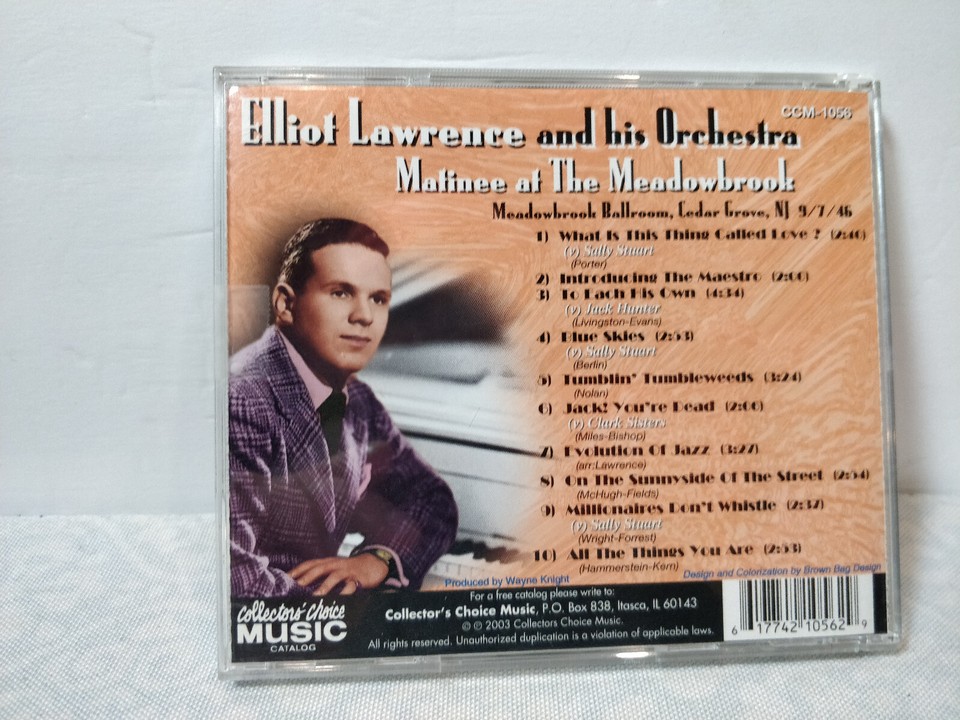 Matinee at the Meadowbrook Elliot Lawrence & His Orchestra CD Collector ...