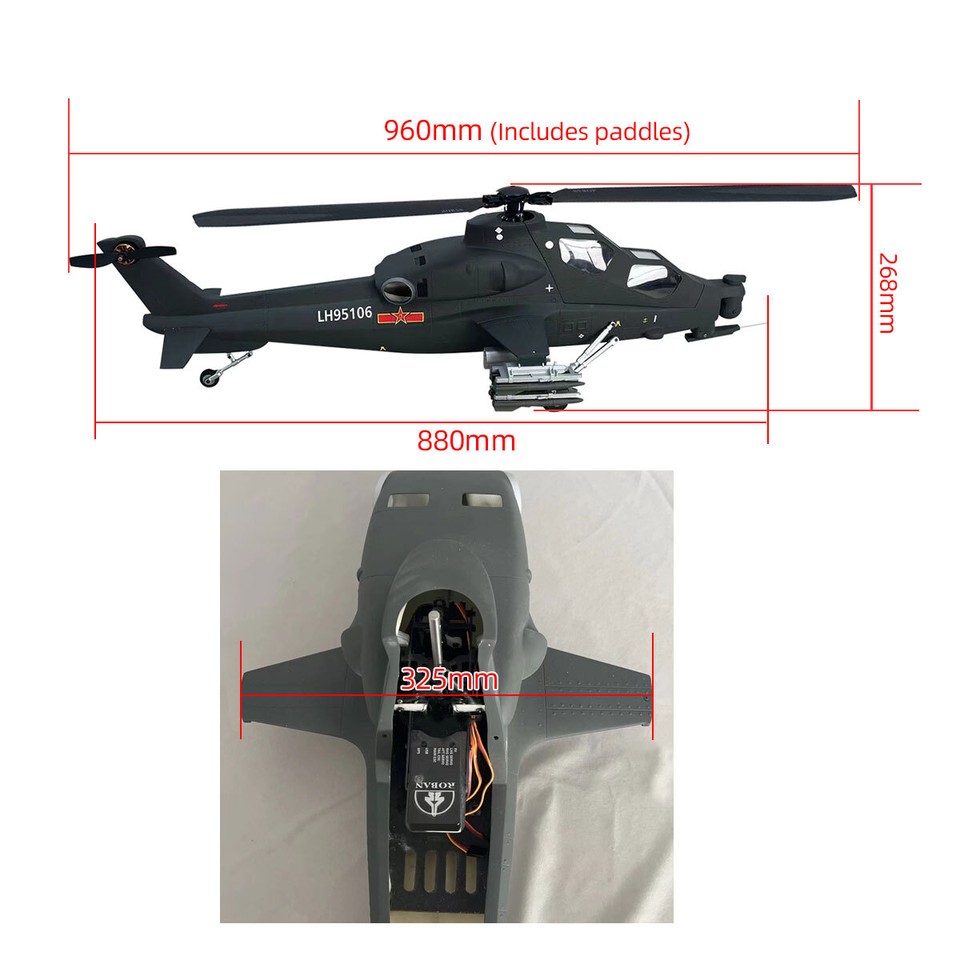 Roban 470 Size CAIC Z-10 Fiery Thunderbol ARF RC Helicopter Scale ...