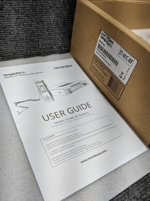 Recordex Simplicity Mic Wireless System RF Classroom Microphone ST-MIC ...