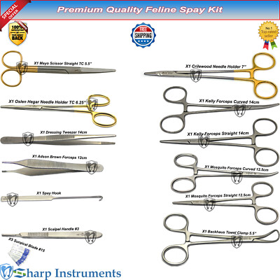 Veterinary Feline Spay General Surgery Instruments Kit Bitch Cat ...