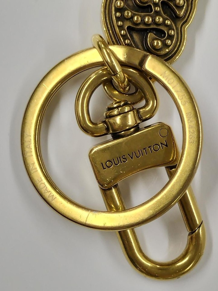 Gold Louis Vuitton LV Lovers Studs Keyring Bag Charm Key Chain ...