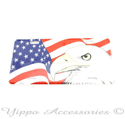 Bald Eagle American Flag Aluminum Metal License Plate Sign Tag NEW Free ...