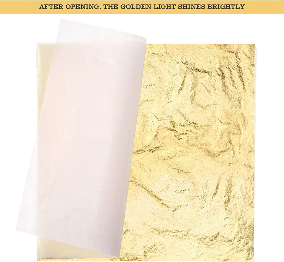 100 Sheets Gold Foil Paper Art Gold Foil Sheets Gilding Brush Thin Gold ...