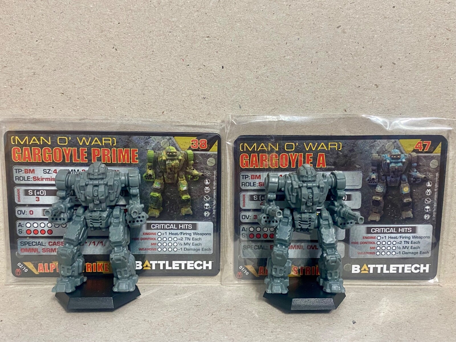 Battletech two Gargoyle Mechs + Alpha strike cards clan Heavy Striker ...