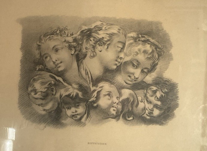Antique Fr. Boucher “Study Of Heads” Chalk-Manner Etching Print Framed ...
