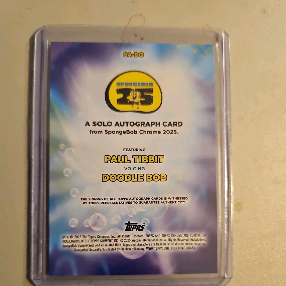 2025 Topps Chrome /50 SpongeBob Paul Tibbit Doodle Bob Auto SSP Gold 14 ...