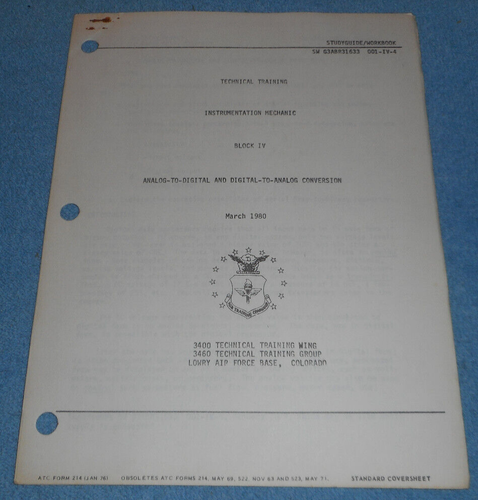 1980 US Air Force Technical Training Study Guide Analog To Digital ...