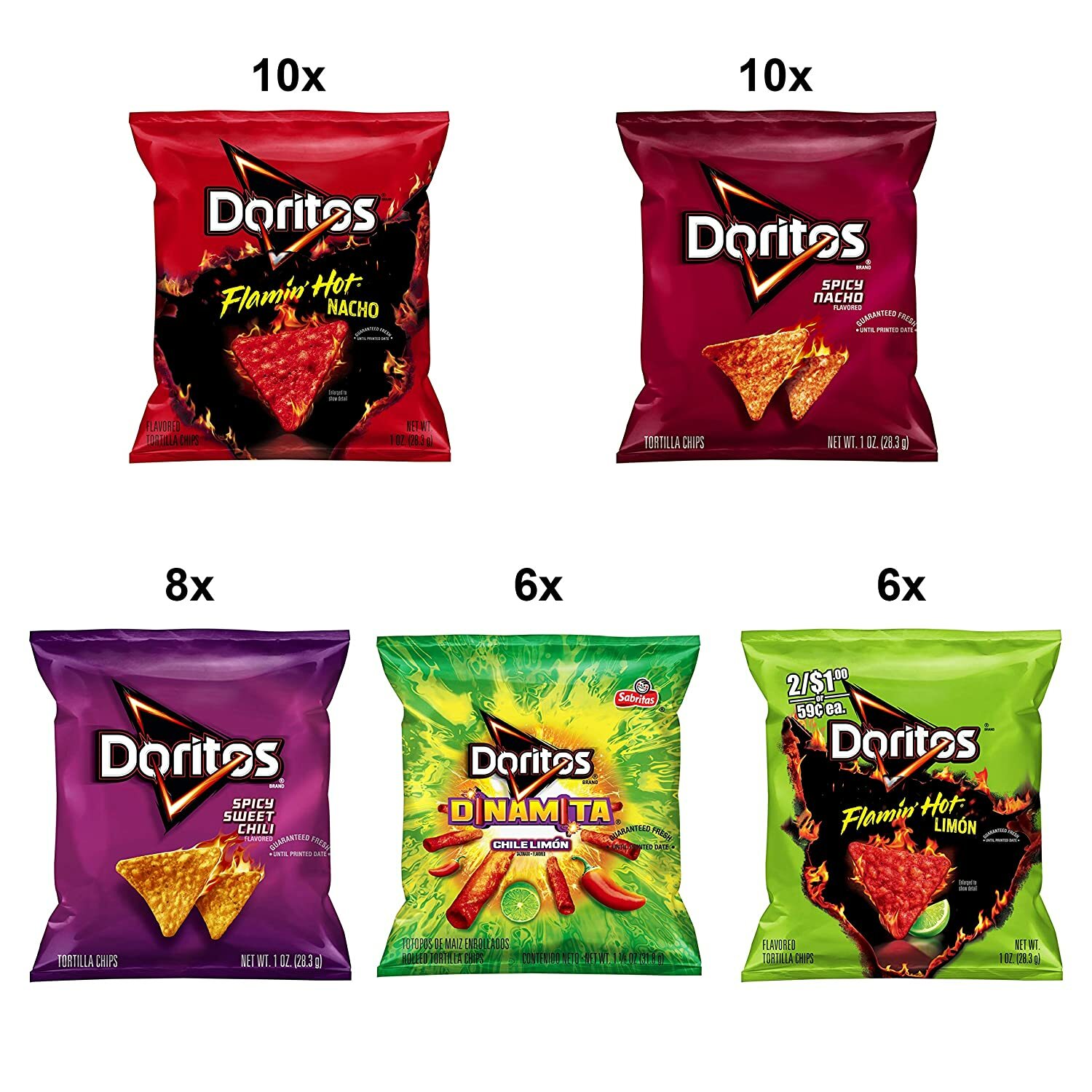 Doritos Assorted Variety Tortilla Chips, 1 oz per Bag, 40 Bags, Select ...