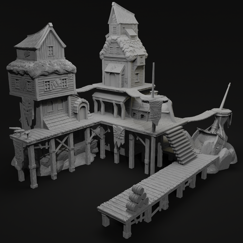 Pirate Dock - Pirates vs Sailors Nightmare at Sea - Tabletop Terrain ...