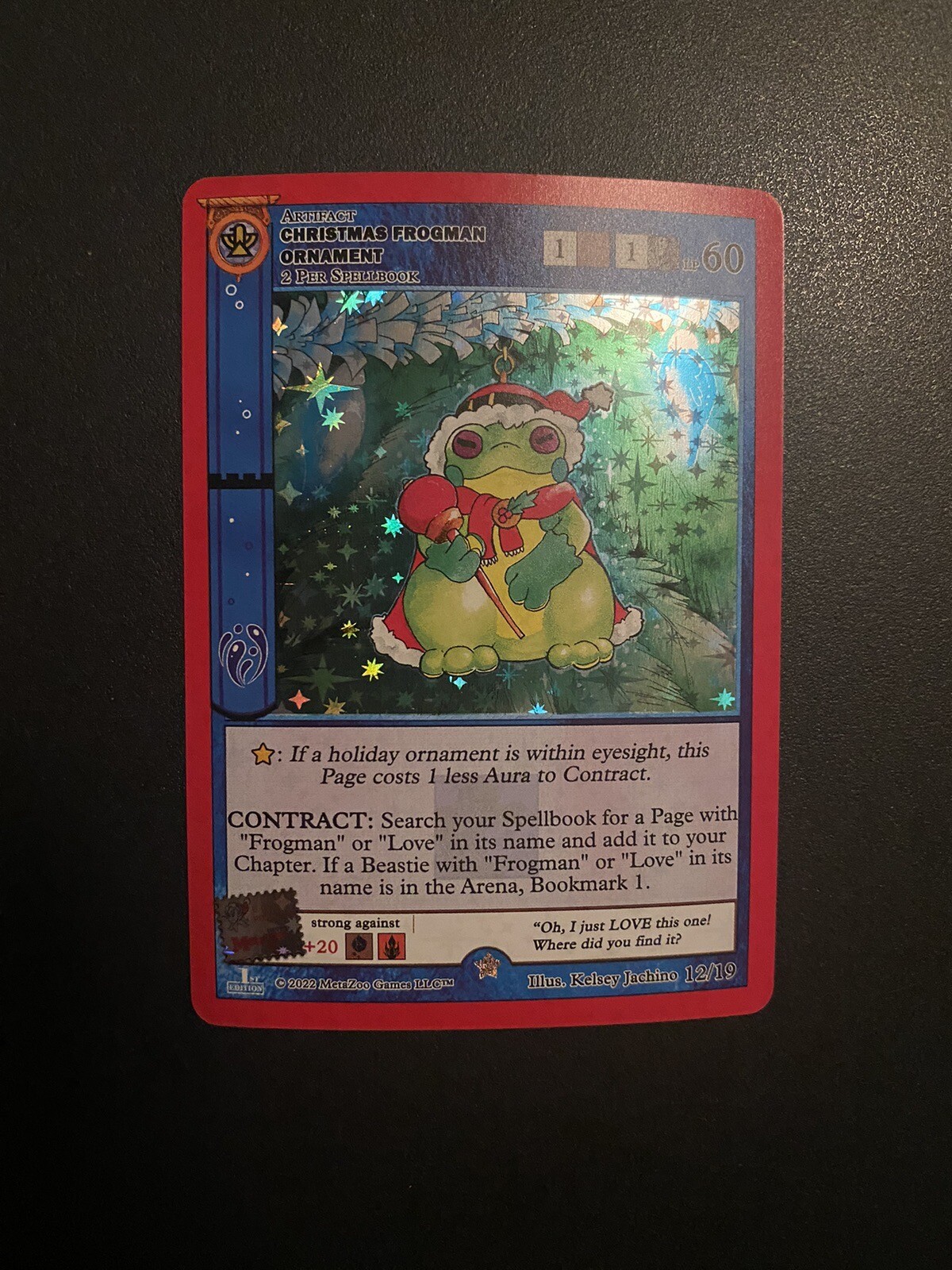 (x1) MetaZoo CHRISTMAS FROGMAN ORNAMENT 12/19 Christmas 2022 Full Holo ...