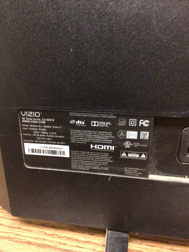 VIZIO D24H-C1 24 inch HDTV (720p) Full Array LED TV NO REMOTE | eBay