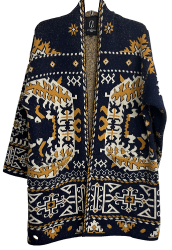 Vertigo Paris Cardigan Sweater Coat Size L Snowflake Chalet Pockets ...